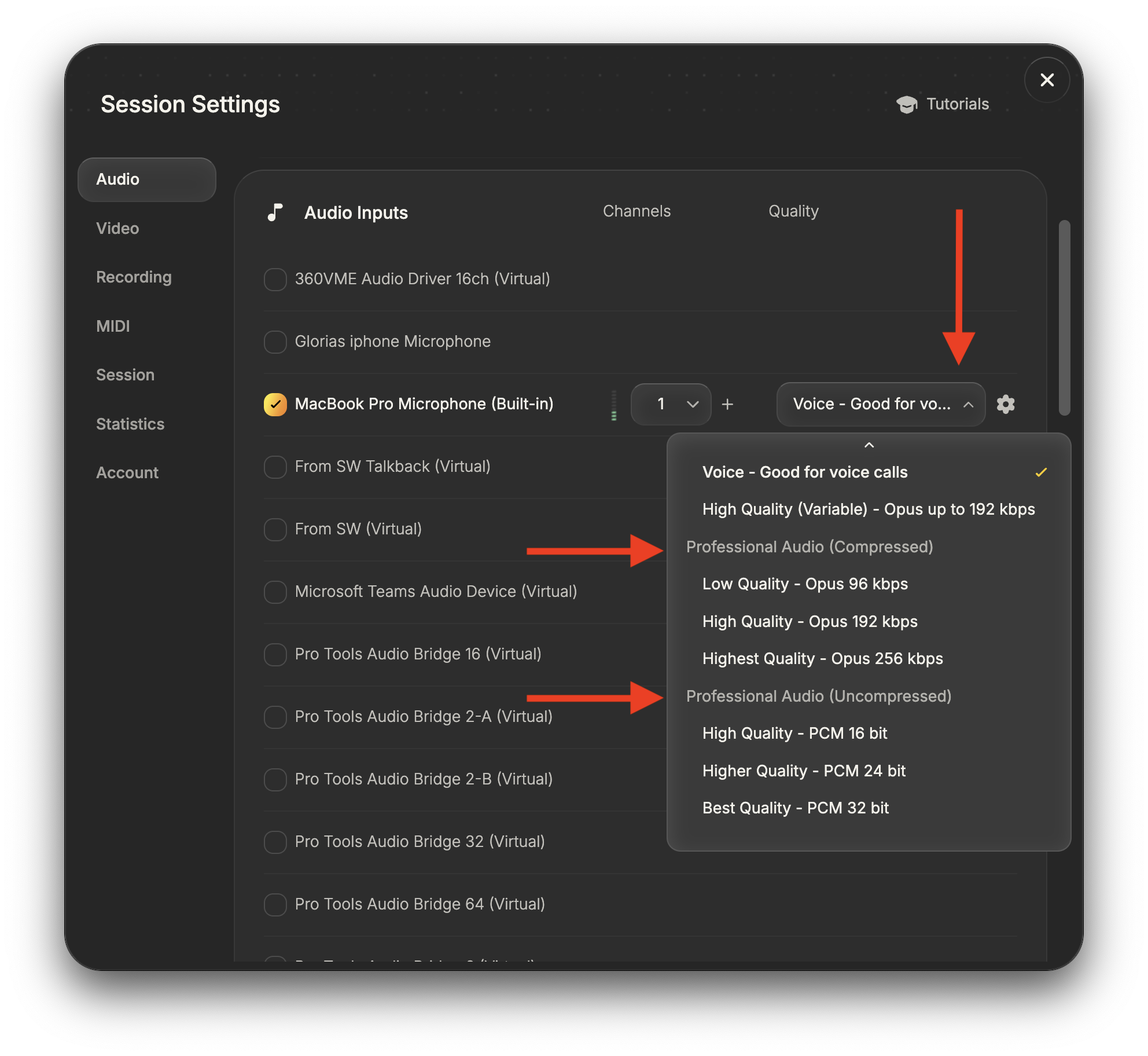 Audio Settings – Muse App Inc