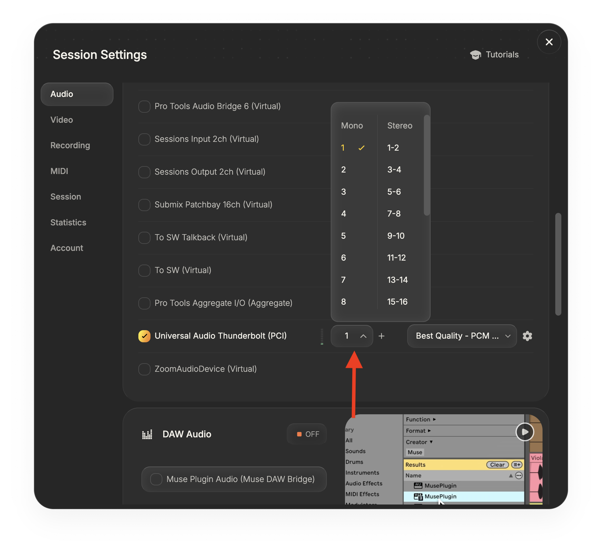 Audio Settings – Muse App Inc