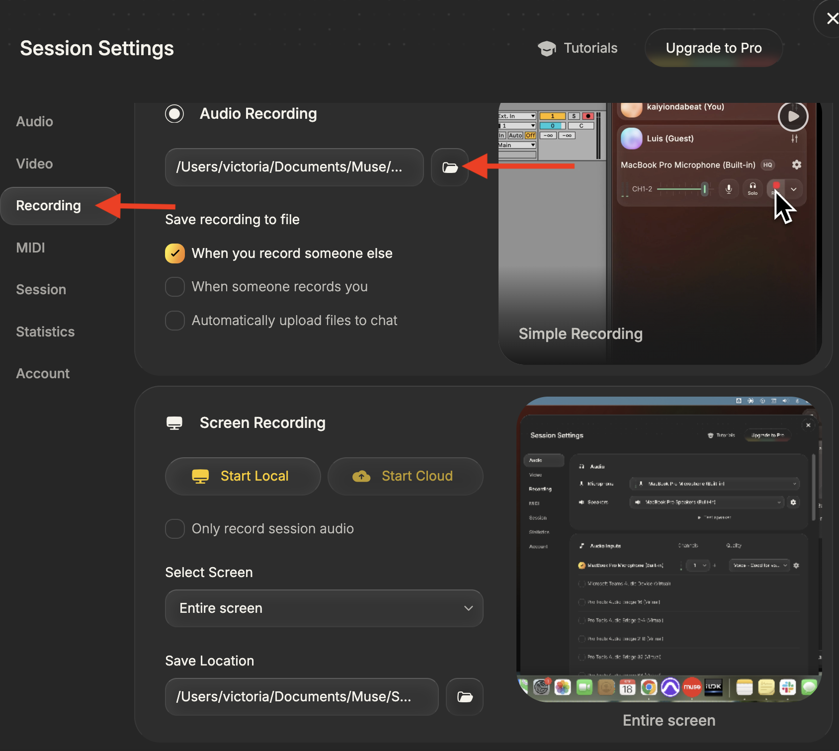 Recording to a File – Muse App Inc